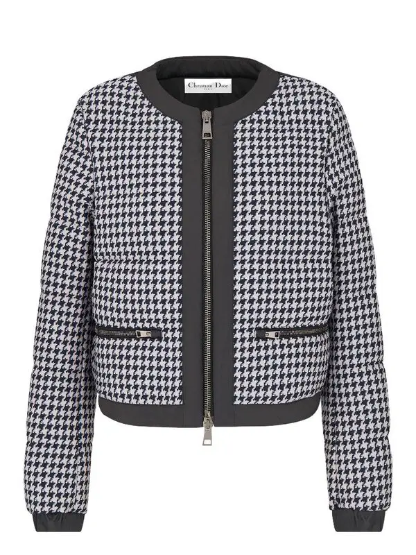Dior Houndstooth Zip-up Jacket - Black