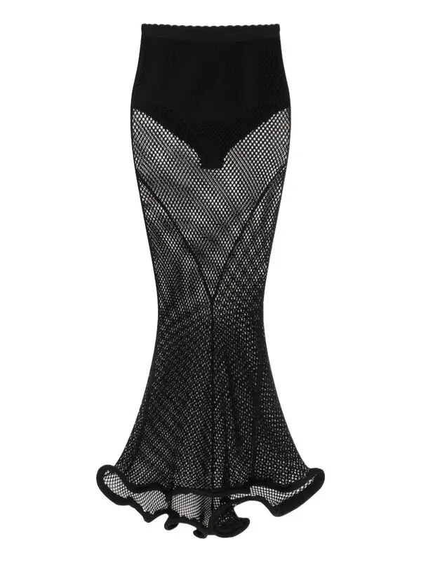 Givenchy Midi Kickback Skirt In Mesh - Black