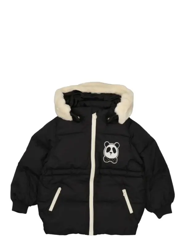 MINI RODINI Panda Zip-up Hooded Jacket - Black