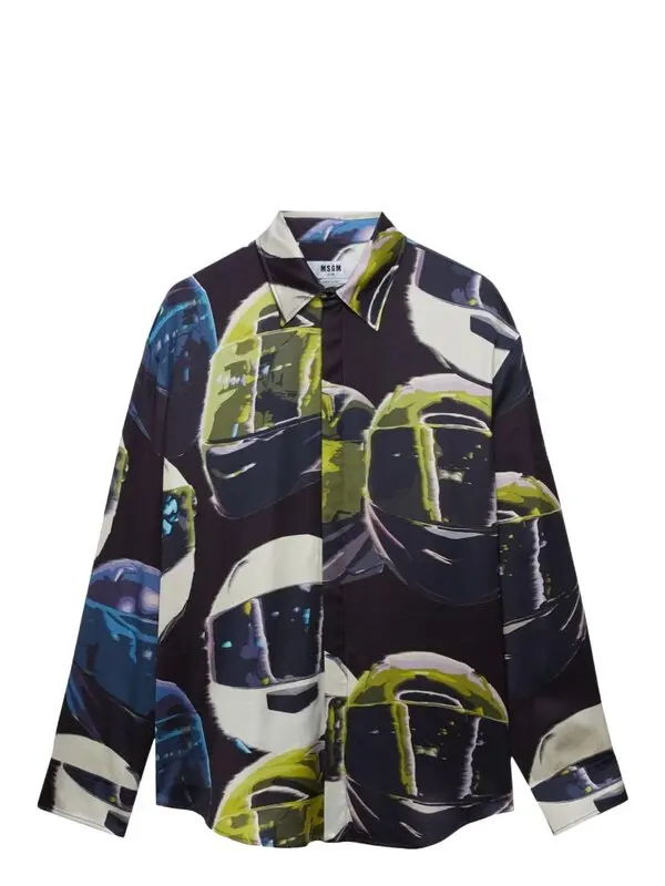 MSGM All-over Helmet Print Shirt - Black/multicolor
