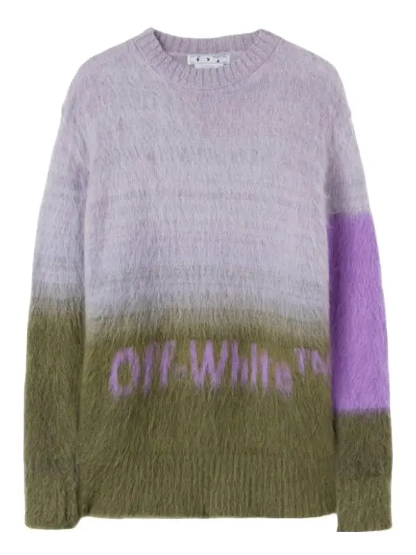 Off-White Colour-block Logo-print Jumper - Gray