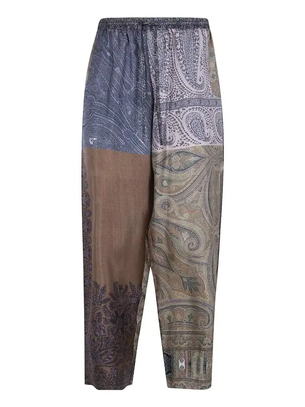 PIERRE-LOUIS MASCIA Patchwork Paisley Trousers - Gray