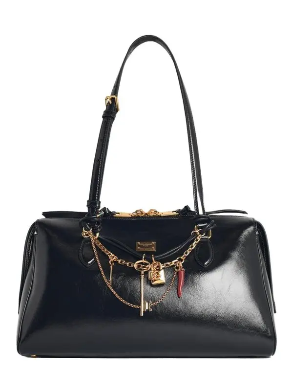 Dolce & Gabbana Vittoria Logo Plaque Handbag - Black