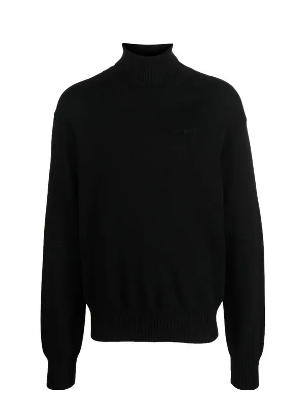 Off-White Roll Neck Long-sleeved Jumper - Black