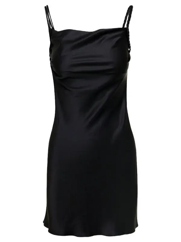 Nanushka Merva Square Neck Satin Mini Dress - Black