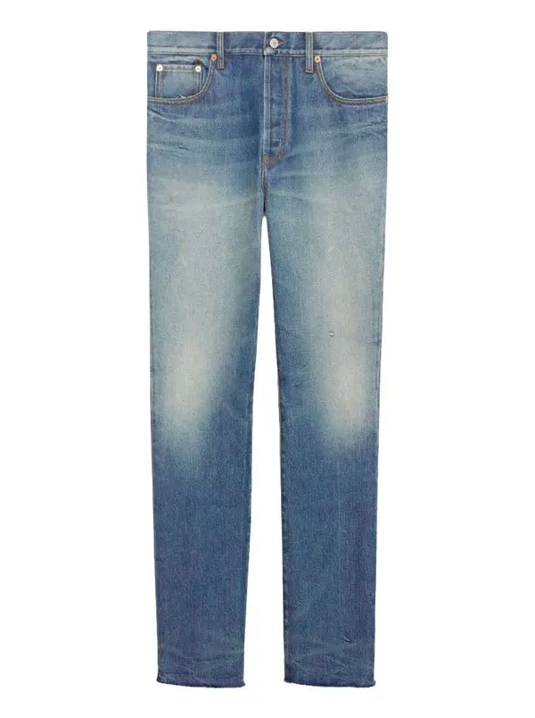 Gucci Logo Patch Straight-leg Jeans - Blue