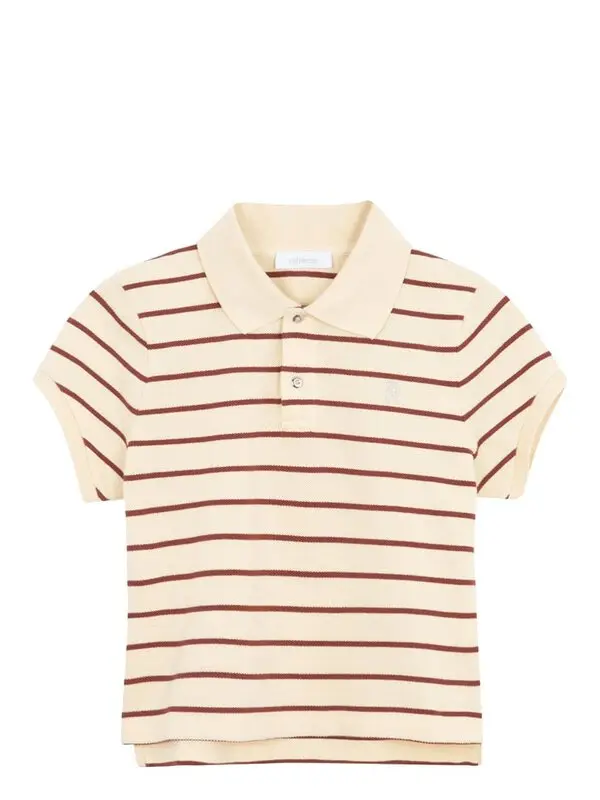 Rabanne Striped Cropped Polo T-shirt - Beige