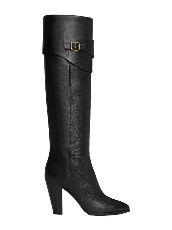 Celine Riding Boots With Triomphe Detail In Calfskin - Black