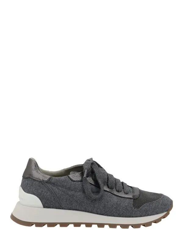 Brunello Cucinelli Round Toe Lace-up Sneakers - Gray