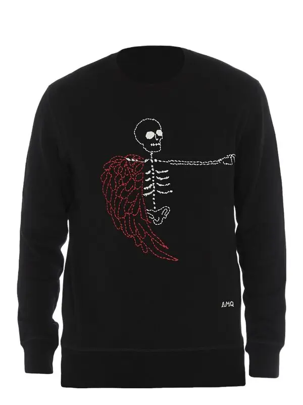 Alexander McQueen Embroidered Skeleton And Wing Sweatshirt - Black