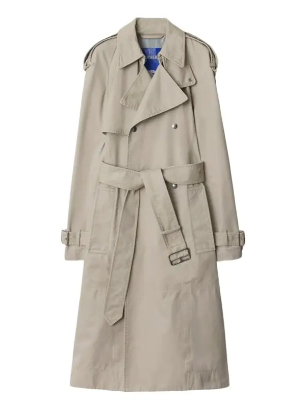Burberry Double Breasted Belted Long Trench Coat - Nude