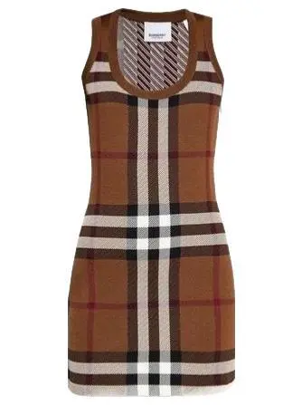 Burberry Vintage Check-jacquard Sleeveless Mini Dress - Brown