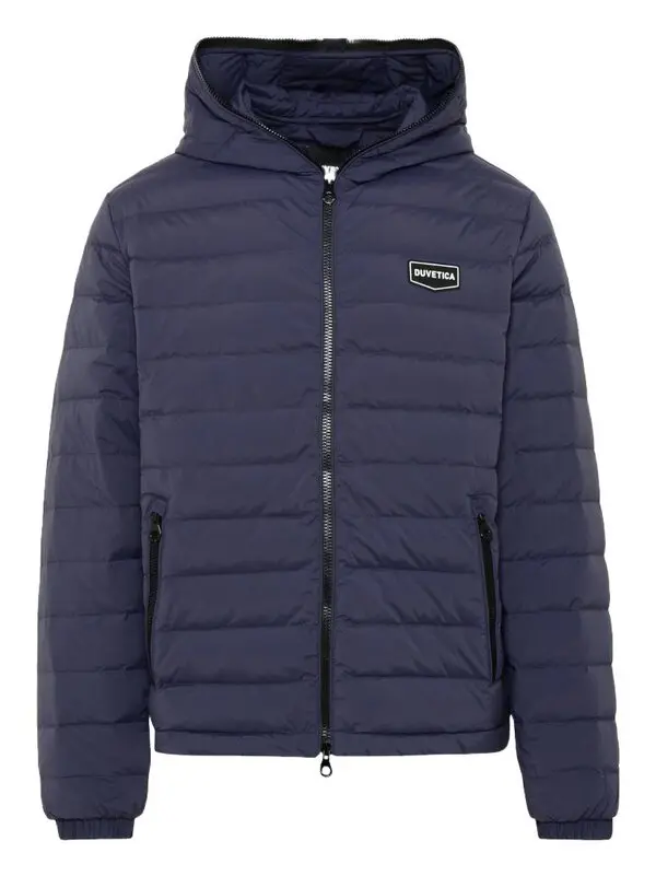 Duvetica Padded Zip-up Hooded Coat With Logo Patch - Black