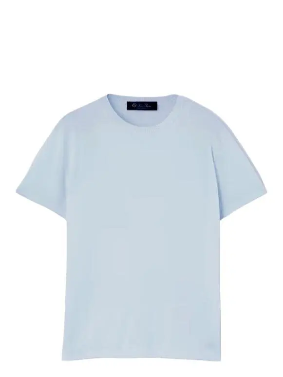 Loro Piana Angera Crewneck With Embroidered Logo - Periwinkle