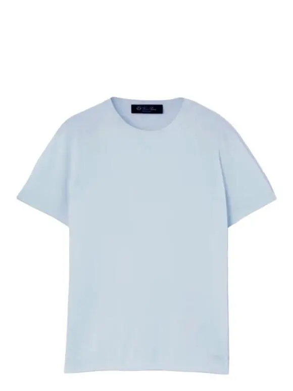 Loro Piana Angera Crewneck With Embroidered Logo - Periwinkle