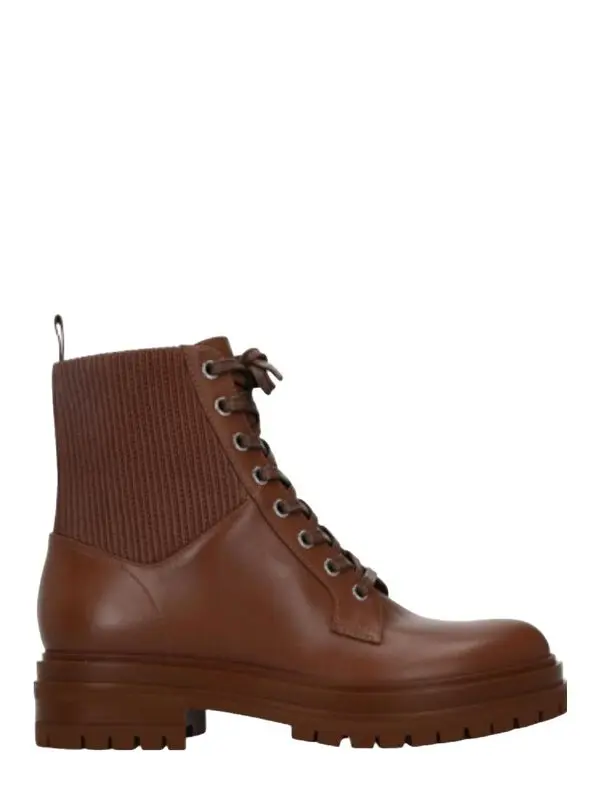 GIANVITO ROSSI Round-head Lace-up Boots - Brown