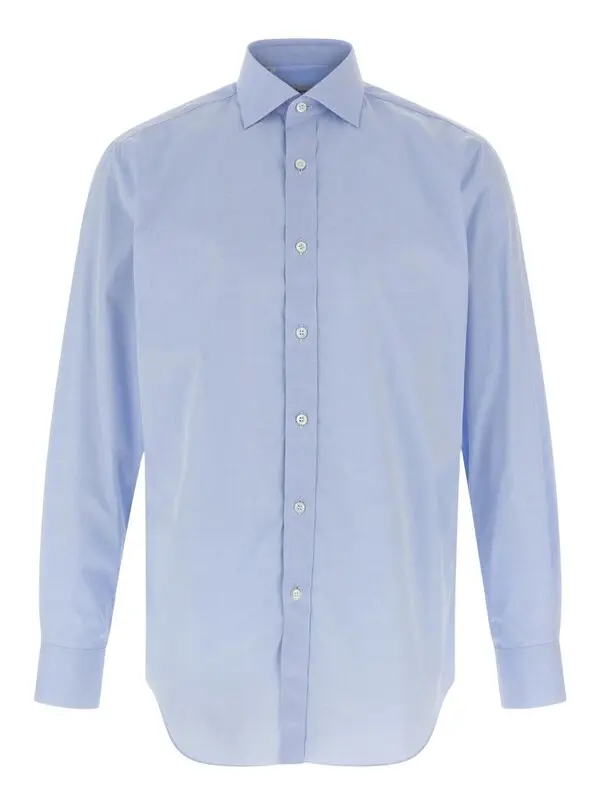 Brioni Long-sleeved Buttoned Shirt - Light Blue