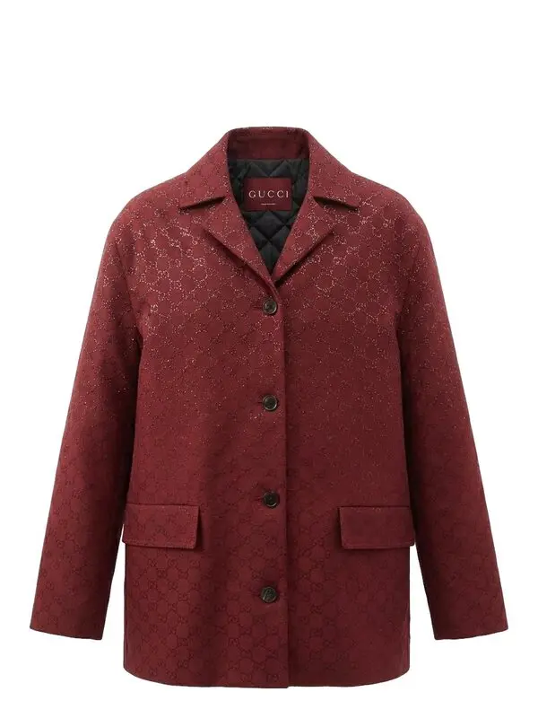 Gucci Gg Embellished Padded Jacket - Ancora Red