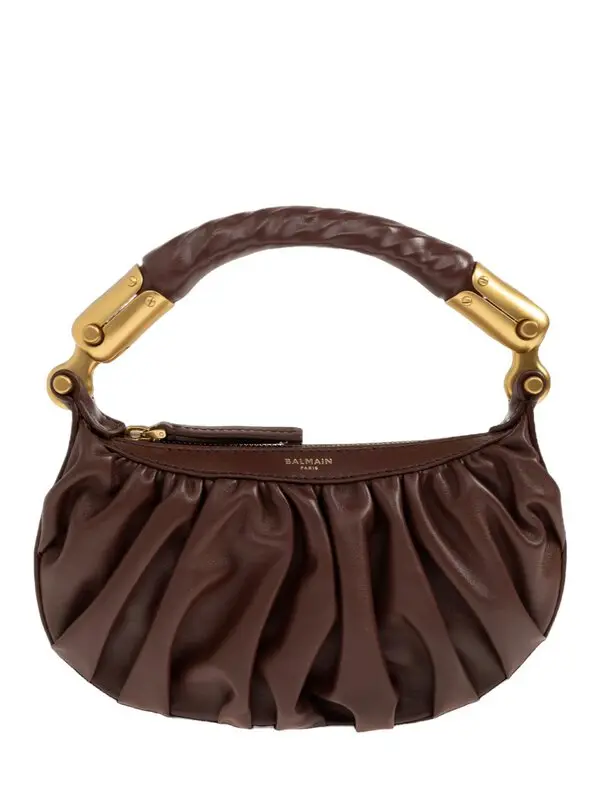 Balmain Ruched Handle Shoulder Bag - Brown