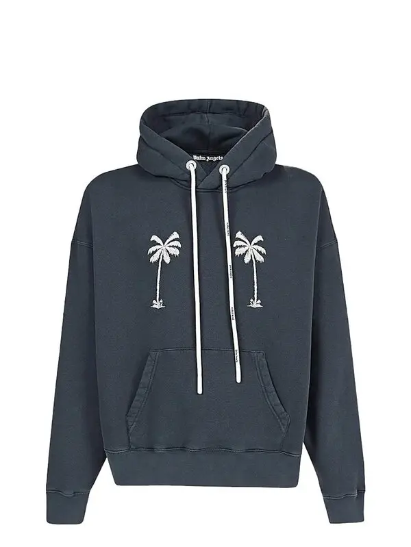 Palm Angels Graphic Print Cotton Hoodie - Black