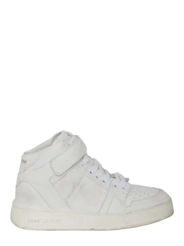 Saint Laurent High Top Lace-up Sneakers With Velcro Straps - White