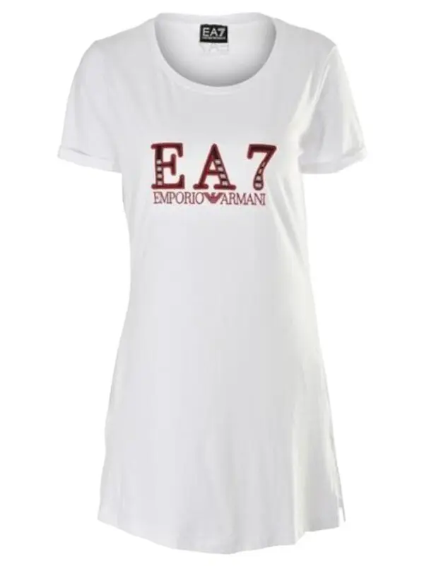 EA7 Short Sleeve Logo Dress - White