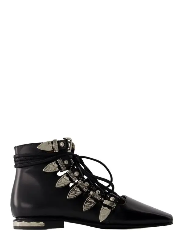 Toga Buckled Lace-up Ankle Boots - Black