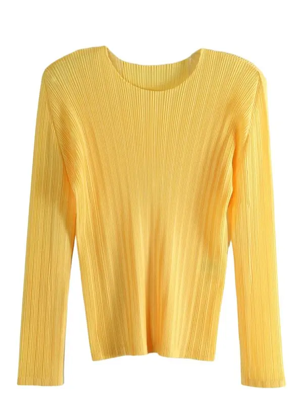 PLEATS PLEASE BY ISSEY MIYAKE Rib Pleats Long Sleeve Top - Yellow
