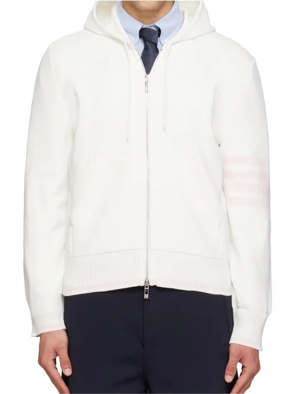 Thom Browne Milano Stitch Zip Hoodie - White