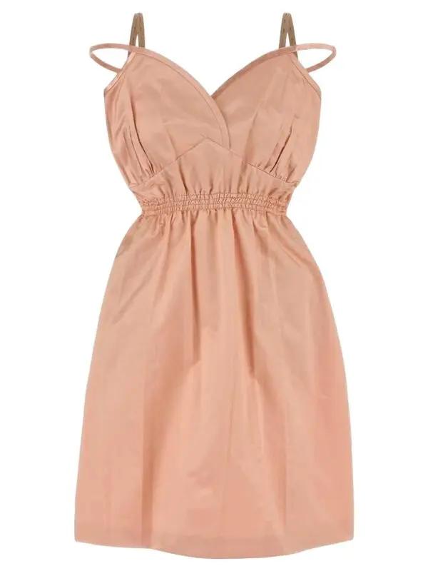 Miu Miu Satin Dress With Spaghetti Straps - Nude