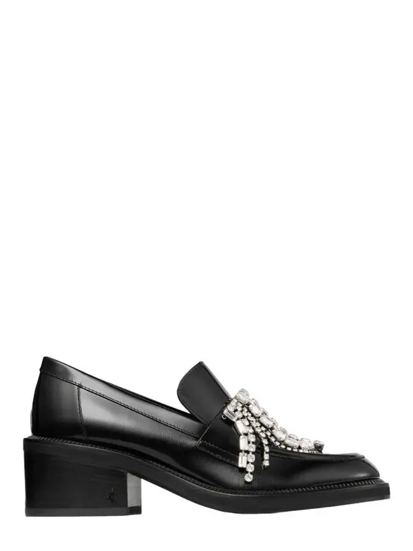 JIMMY CHOO Tylor Crystal-embellished Loafer Pumps - Black