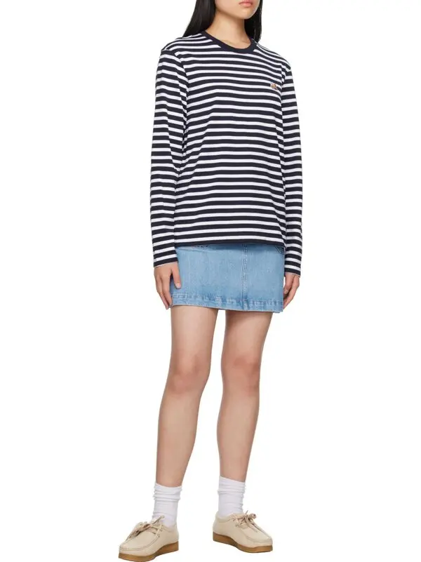 Maison Kitsuné Striped Long Sleeve T-shirt - Black