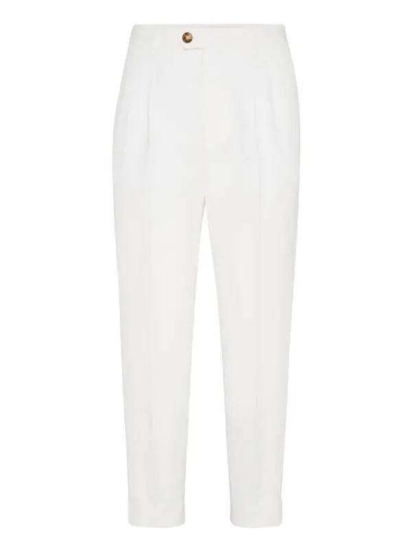 Brunello Cucinelli Pleated Tapered Leg Trousers - White