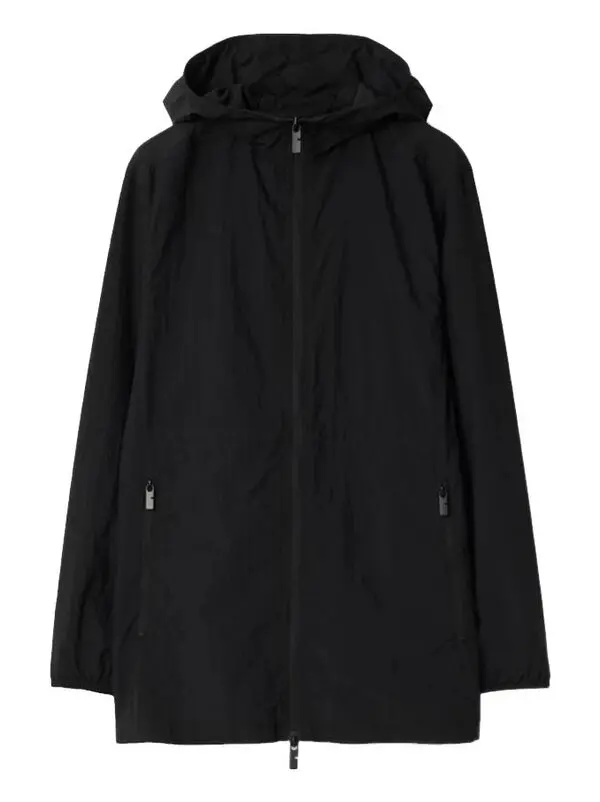 Burberry Hooded Zip-up Jacket With Equestrian Knight Print - Black