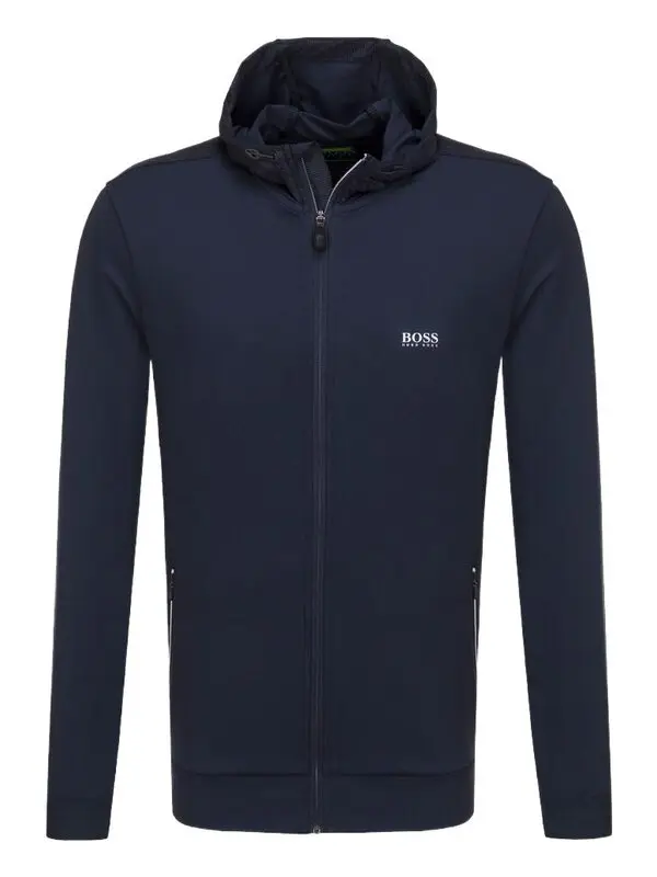 Hugo Boss Logo Hooded Zip-up Sweater - Black