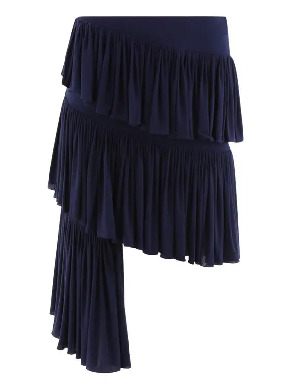 Alaïa Asymmetrical Ruffled Jersey Skirt - Black