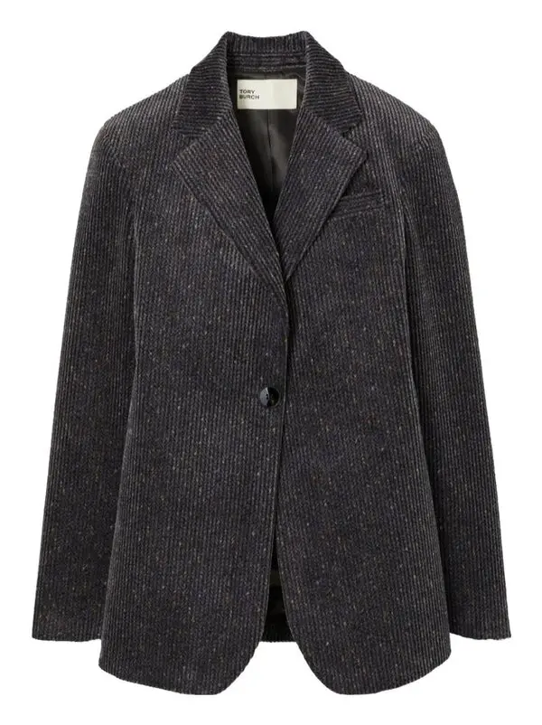 Tory Burch Notched Lapel Corduroy Blazer - Black