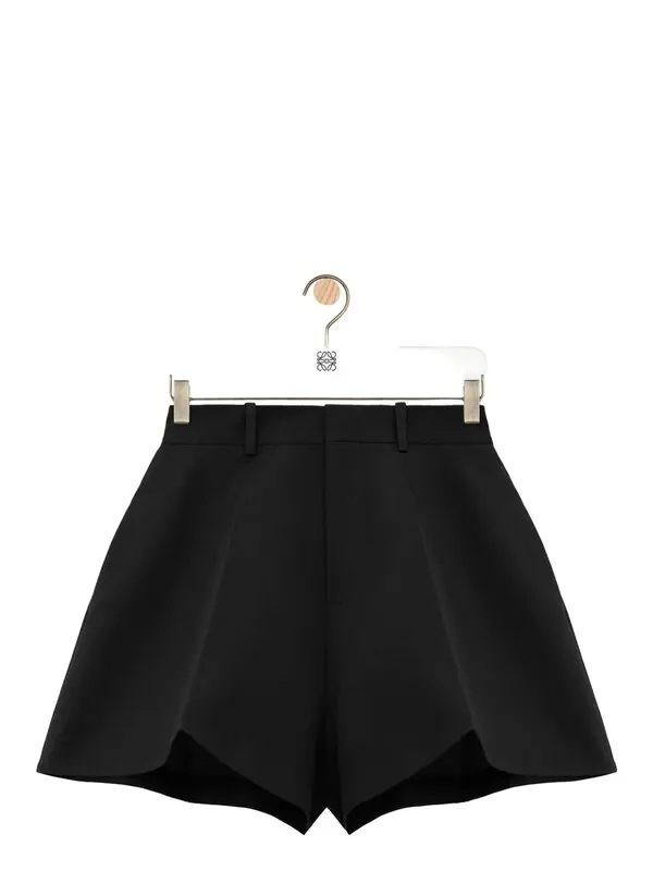 Loewe Trapeze Shorts In Cotton And Silk - Black