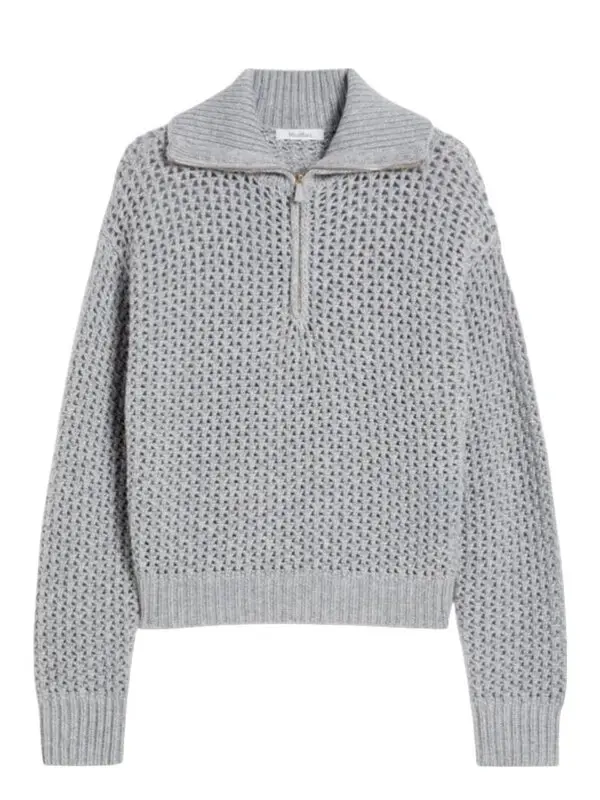 Max Mara Tequila Half-zip Sweater - Light Gray