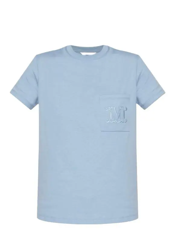 Max Mara Logo Embroidered Crewneck T-shirt - Blue