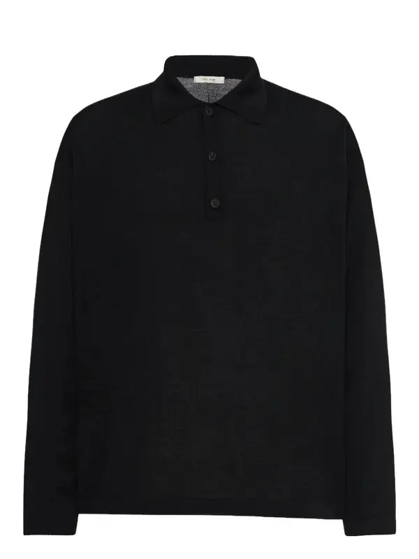 THE ROW Wool Djon Polo Sweater - Black