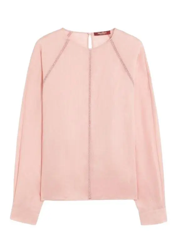 Max Mara Edile Crewneck Blouse With Macramé Inlays - Pink