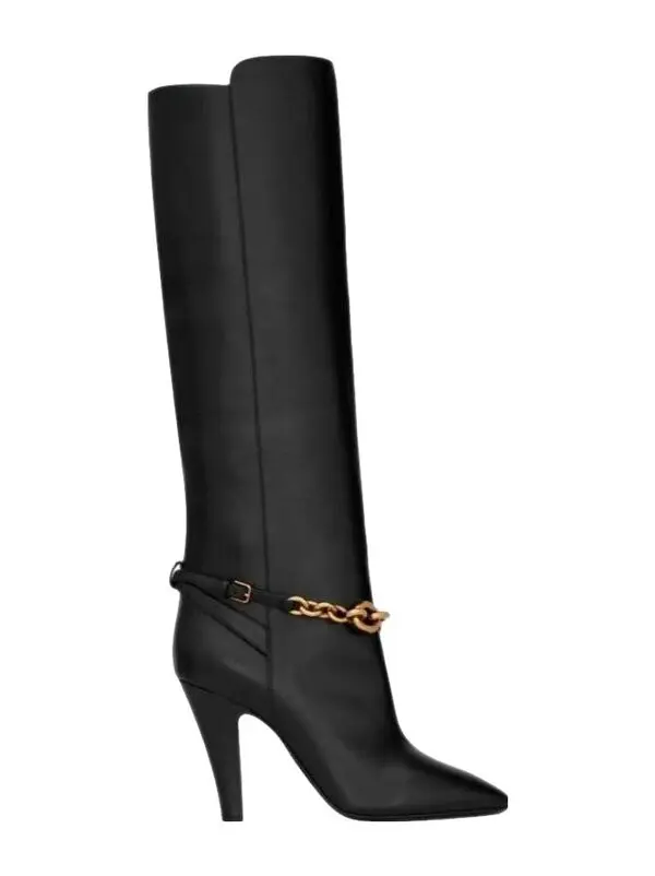 Saint Laurent Le Maillon Chain-detailed Boots - Black