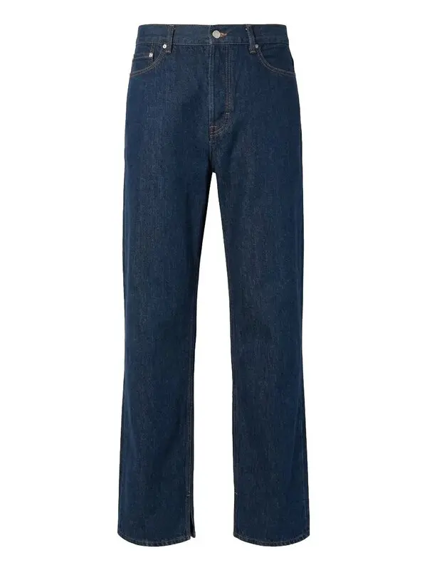 Gucci High Waist Wide Leg Jeans With Embroidered Pocket - Dark Blue