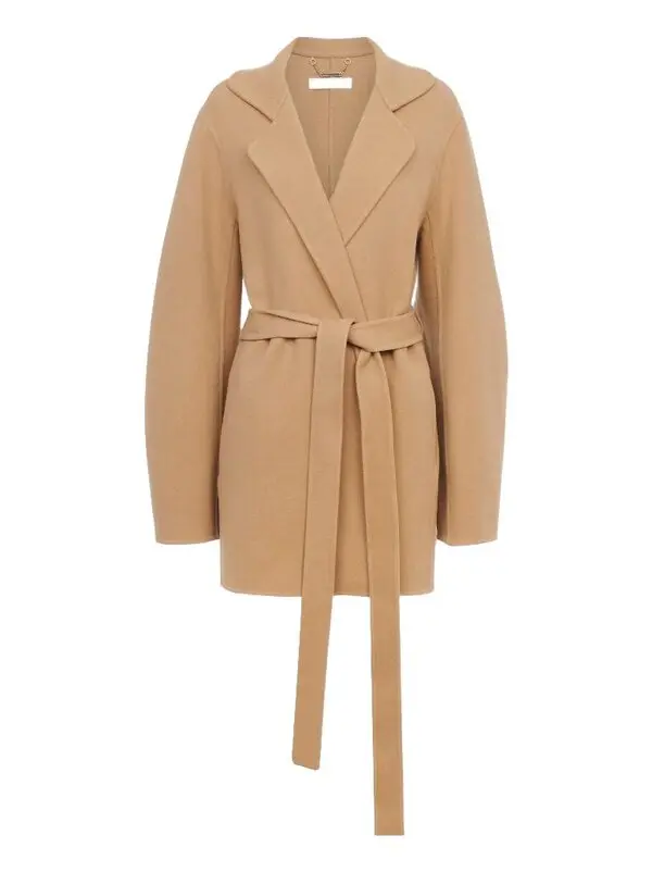 Chloé Double Faced Coat With Belt - Nude