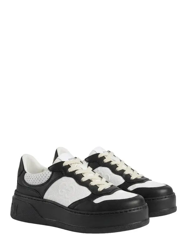 Gucci Gg Embossed Low-top Sneakers With Buckle Detail - Black