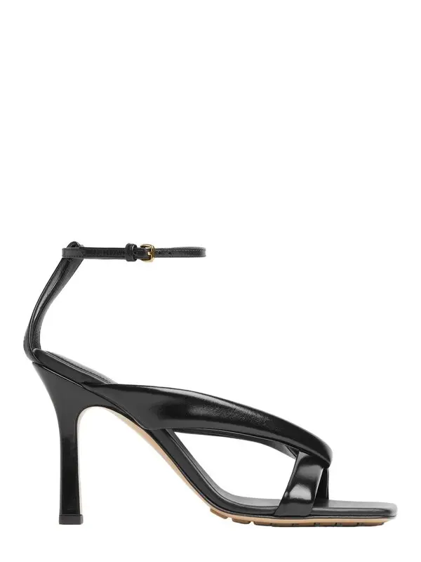 Bottega Veneta Riva Square Toe Stiletto Sandals - Black