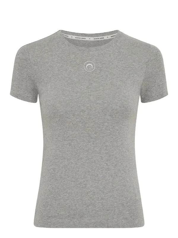 MARINE SERRE Embroidered Crescent Moon Crewneck T-shirt - Gray