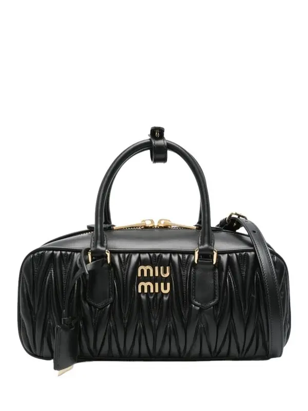 Miu Miu Arcadie Matelassé Nappa Leather Bag - Black