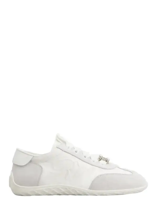 ROGER VIVIER Viv Low Sneakers With Mini Metal Buckle And Monogram - White